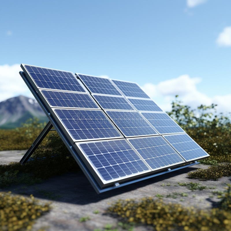 Solar Panels on a Roof Solar Power Plant Stock Illustration ...
