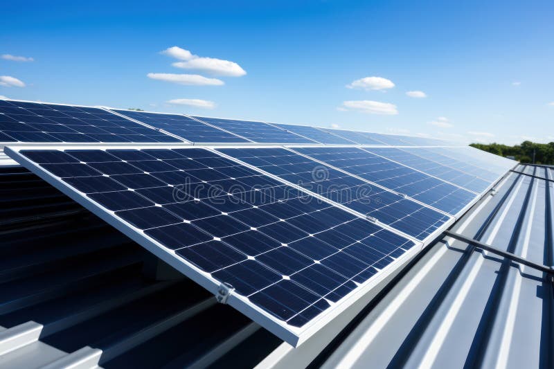 Solar Panels on a Roof Solar Power Plant Stock Image - Image of green ...