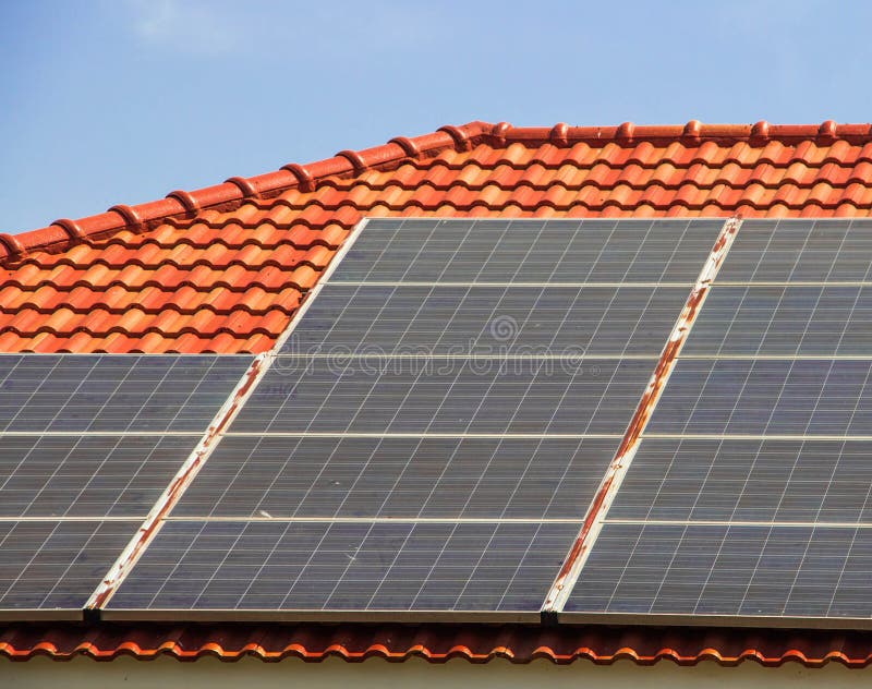 Solar panels on the roof. stock photo. Image of business - 74896028