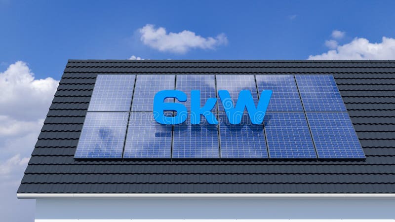 Solar Panels on a Roof with the Text 6kW Stock Illustration ...