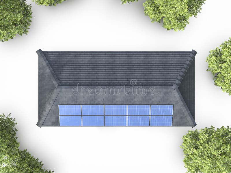 Solar Panels on Roof Top View Stock Illustration - Illustration of ...