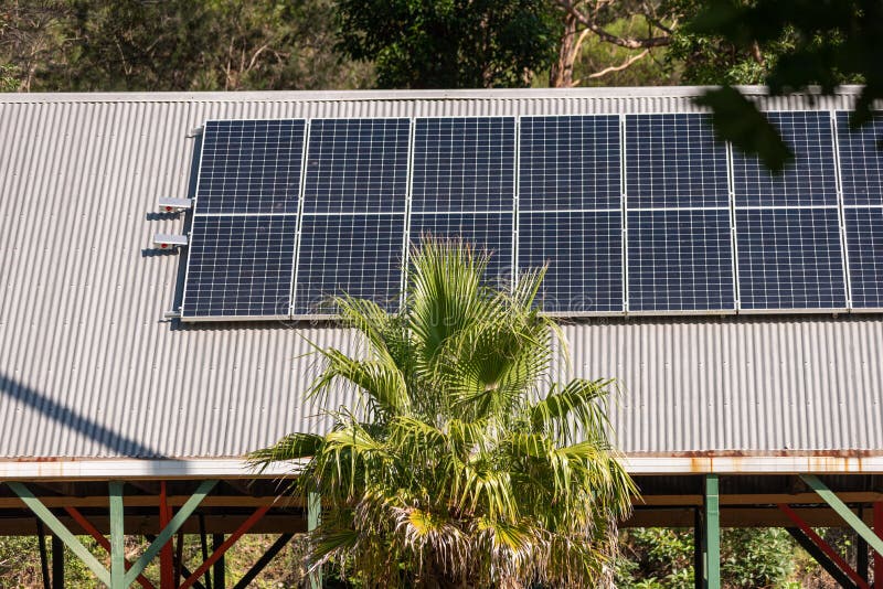 Solar Panels on a Rooftop Red Barn Stock Image - Image of offthegrid ...