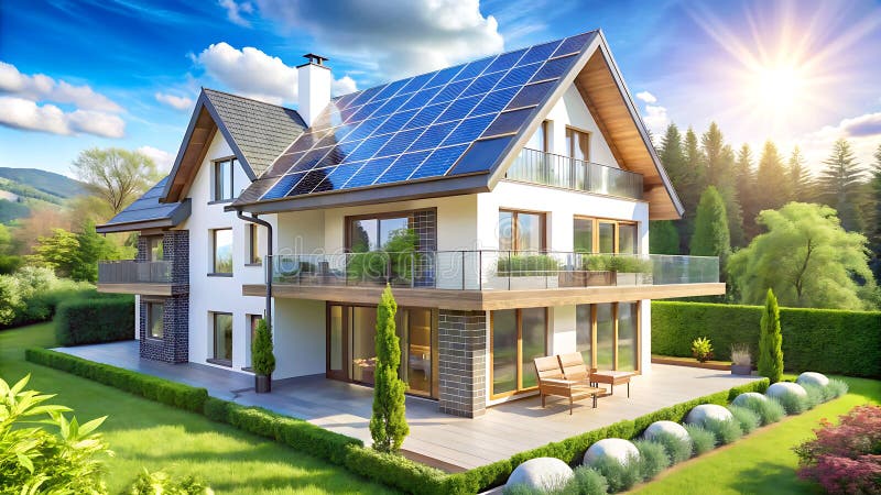 Solar Panels on a Rooftop,the Solar Panels are Large, Rectangular, and ...