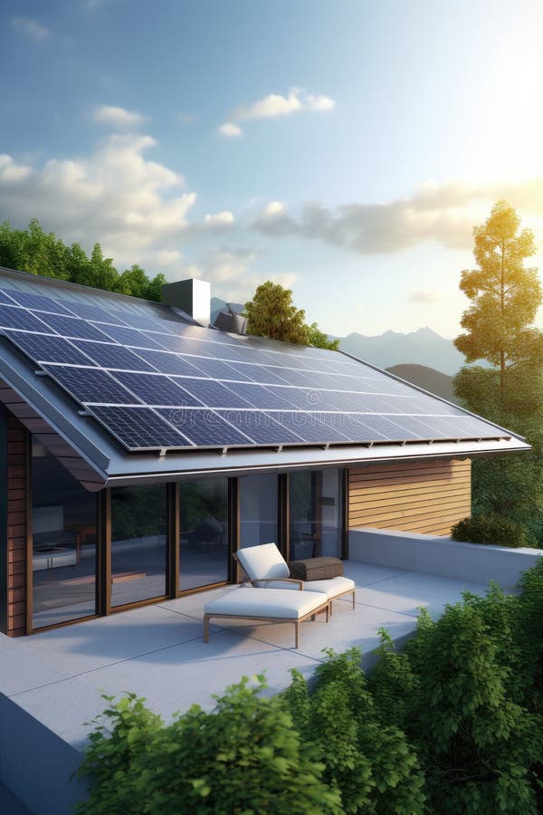 Solar Panels Rooftop System Stock Image - Image of panel, home: 302483933
