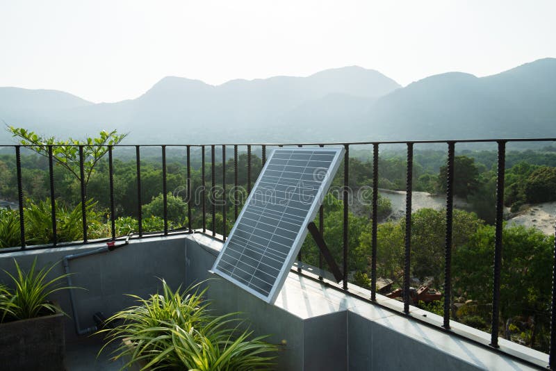 Solar Panels on a Rooftop Terrace Stock Image - Image of electric ...