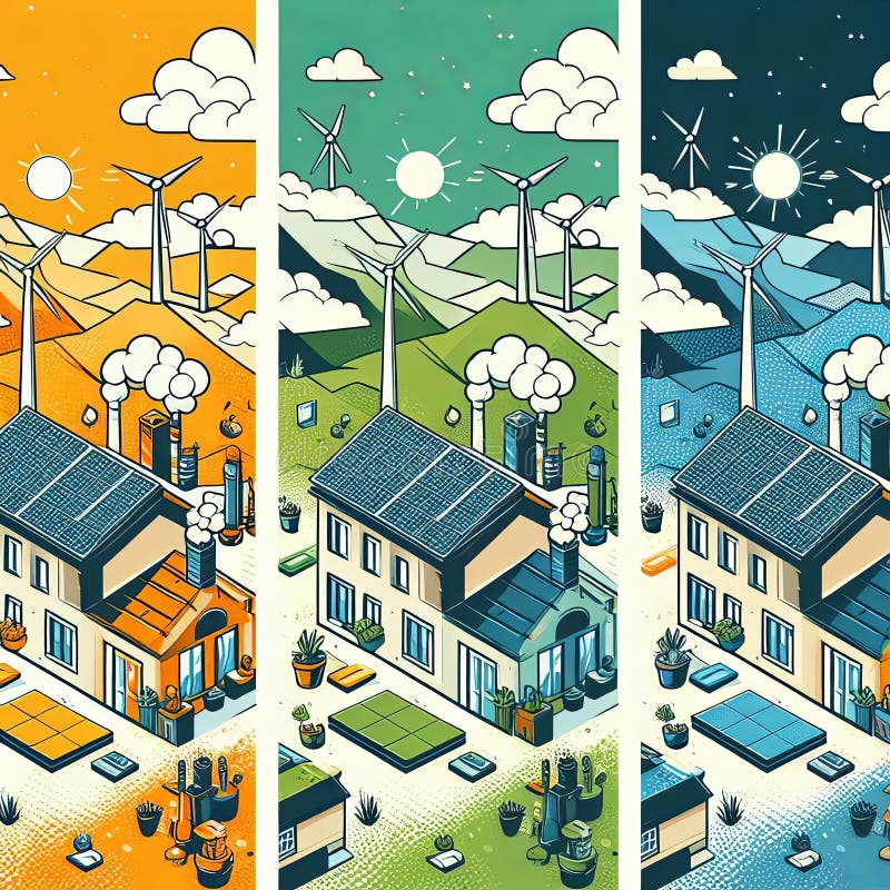 Solar Panels on Rooftops, Green Energy,environmental Protection. Stock ...