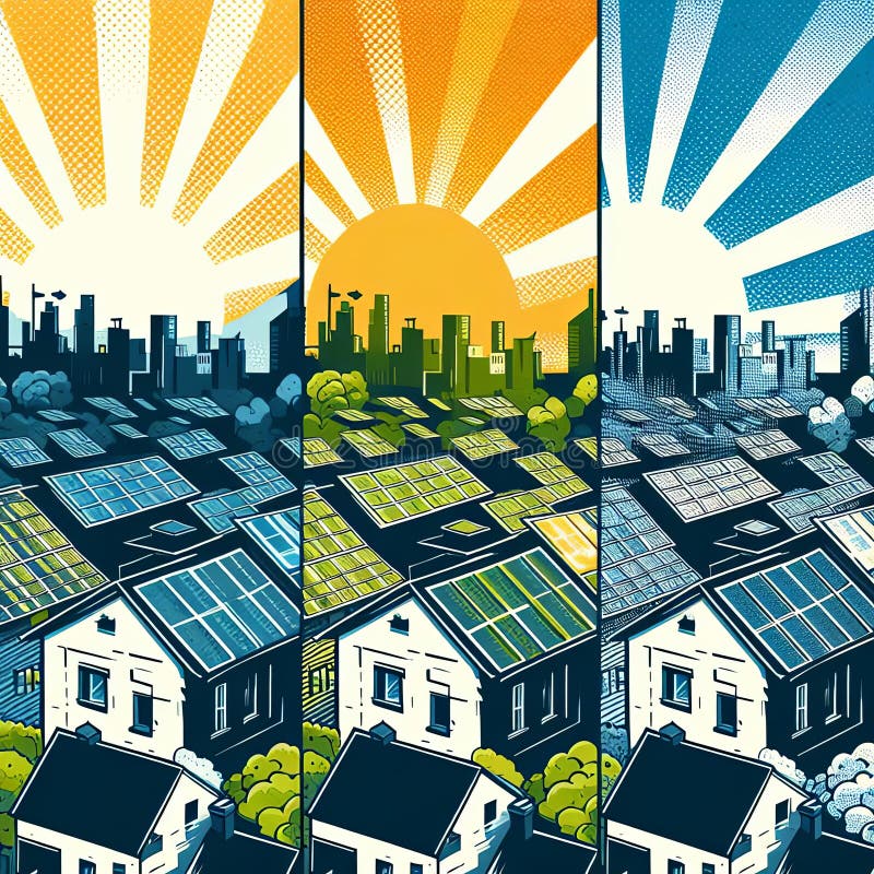 Solar Panels on Rooftops, Green Energy,environmental Protection. Stock ...