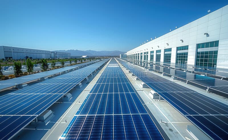 Solar Panels on Rooftops in a Sustainable Energy Facility Stock Image ...