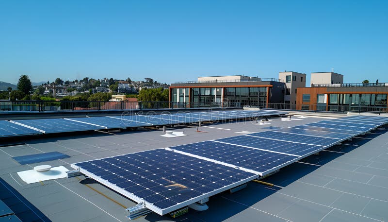 Solar Panels on Rooftops for Sustainable Living and Conservation Stock ...