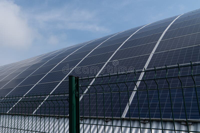 Solar Panels Round with Sun in Industry Stock Image - Image of ...