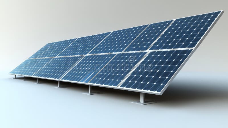 Solar Panels in a Row Generative AI Stock Illustration - Illustration ...
