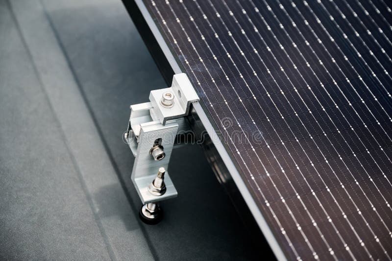 Solar Panels, Securely Fastened with Mounting Clamp To Supporting ...