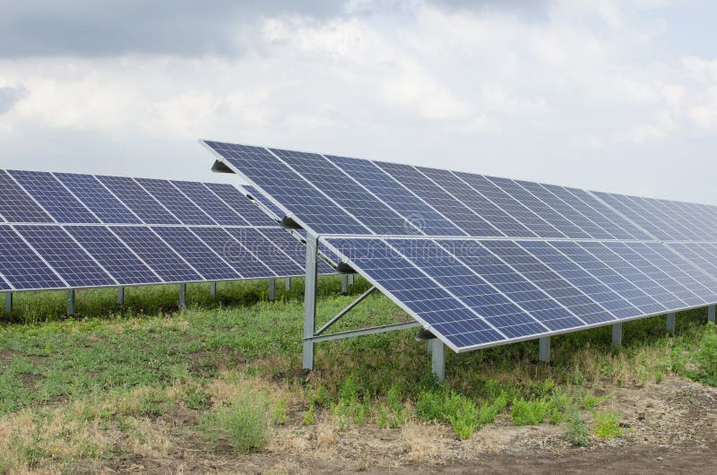 Solar Panels on the Sky Background Stock Image - Image of environment ...