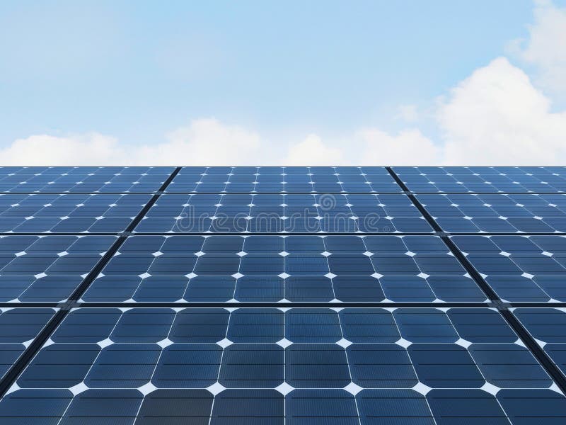 Solar Panels with Sky and Clouds Stock Illustration - Illustration of ...