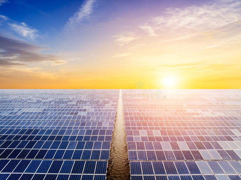 Solar Panels and Sky Clouds Background Stock Image - Image of ...