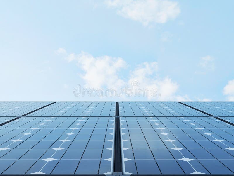Solar Panels with Sky and Clouds Stock Illustration - Illustration of ...