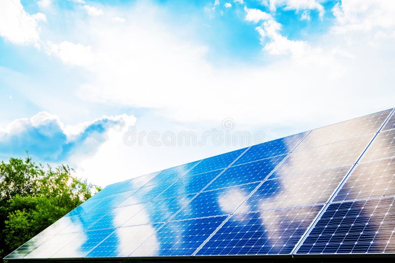 Solar panels with sky stock photo. Image of installation - 117108132