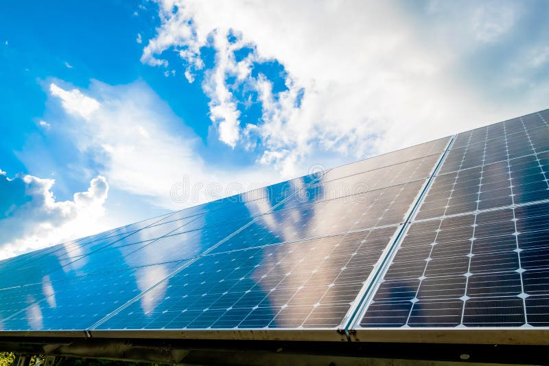 Solar panels with sky stock image. Image of plant, green - 117108157
