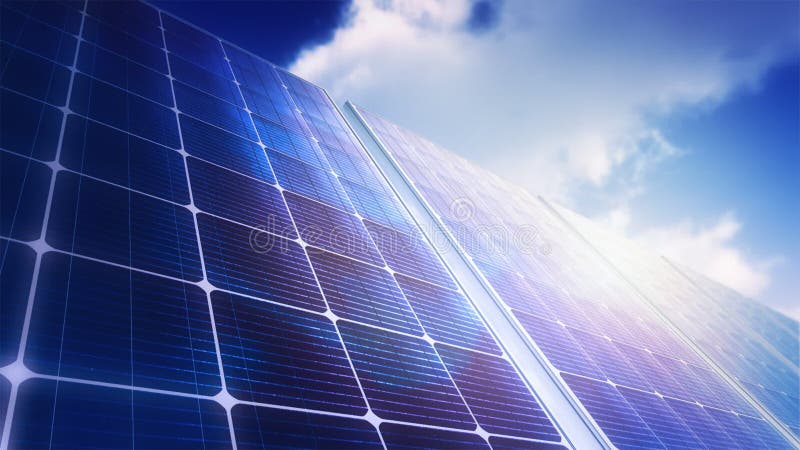 Solar Panels Sky Panorama (Loop) Stock Footage - Video of horizontal ...