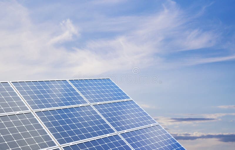 Solar Panels with Sky Reflection Against the Sky Stock Illustration ...