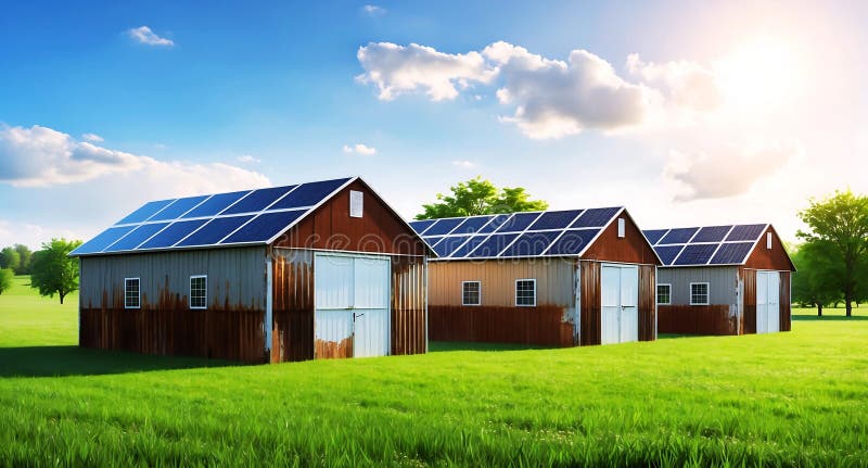 Solar Panels on Small Farm Shed AI GENERATED IMAGE Stock Illustration ...