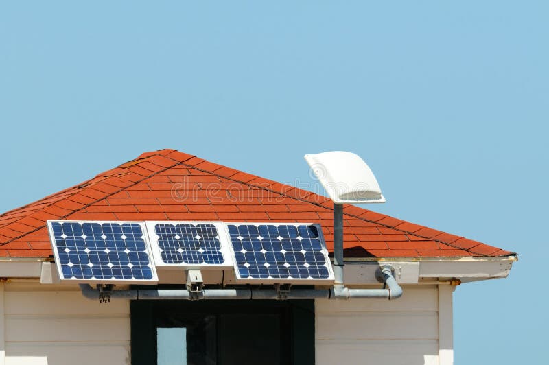 Solar Panels On A Small House Stock Image - Image of exterior, fuel ...