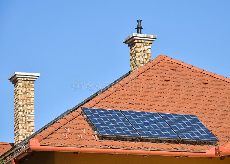Solar Panels and Smoke Stacks Stock Photo - Image of smoke, wall: 80465360