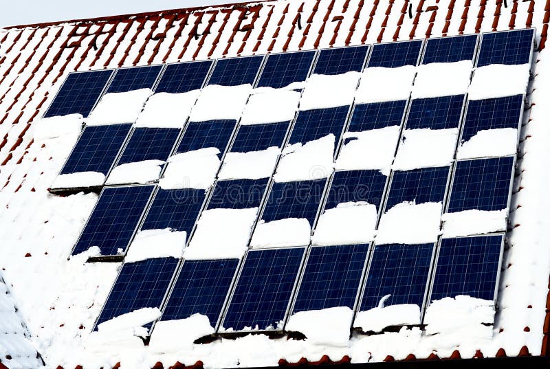 Solar Panels with Snow stock photo. Image of energy, panels - 7374584