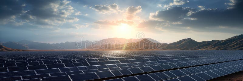 Solar Panels Spread on a Flat Piece of Land Stock Illustration ...