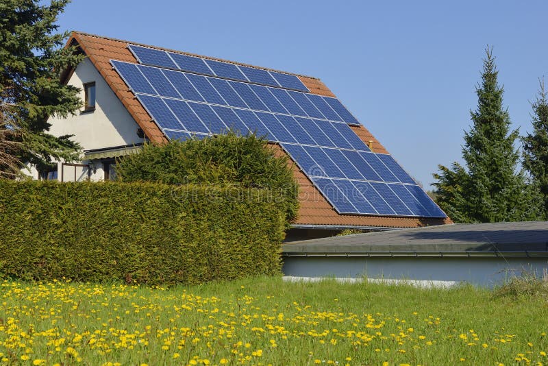 Solar panels in spring stock photo. Image of environment - 92035264