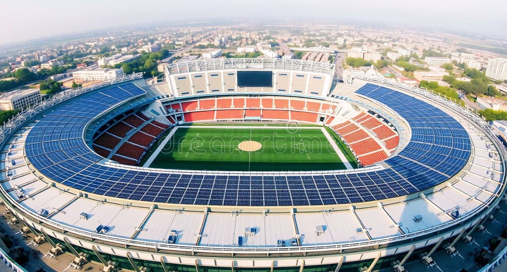 Solar Panels on a Stadium Roof AI GENERATED IMAGE Stock Illustration ...