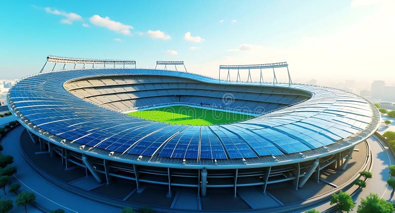 Solar Panels on a Stadium Roof AI GENERATED IMAGE Stock Illustration ...