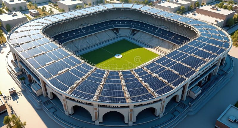 Solar Panels on a Stadium Roof AI GENERATED IMAGE Stock Illustration ...