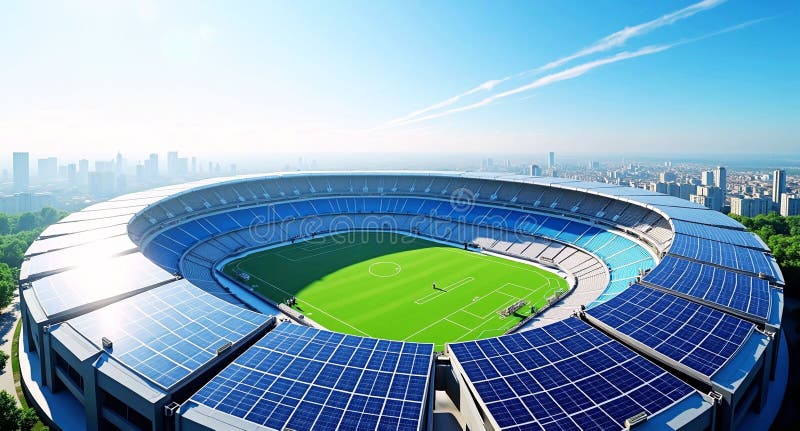 Solar Panels on a Stadium Roof AI GENERATED IMAGE Stock Illustration ...