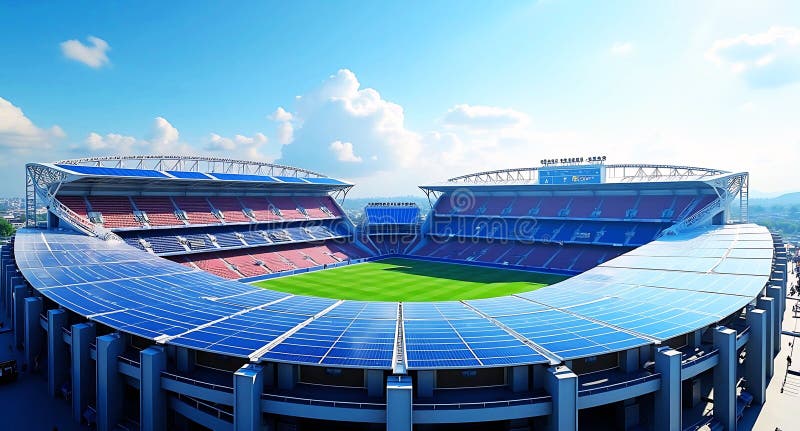 Solar Panels on a Stadium Roof AI GENERATED IMAGE Stock Illustration ...