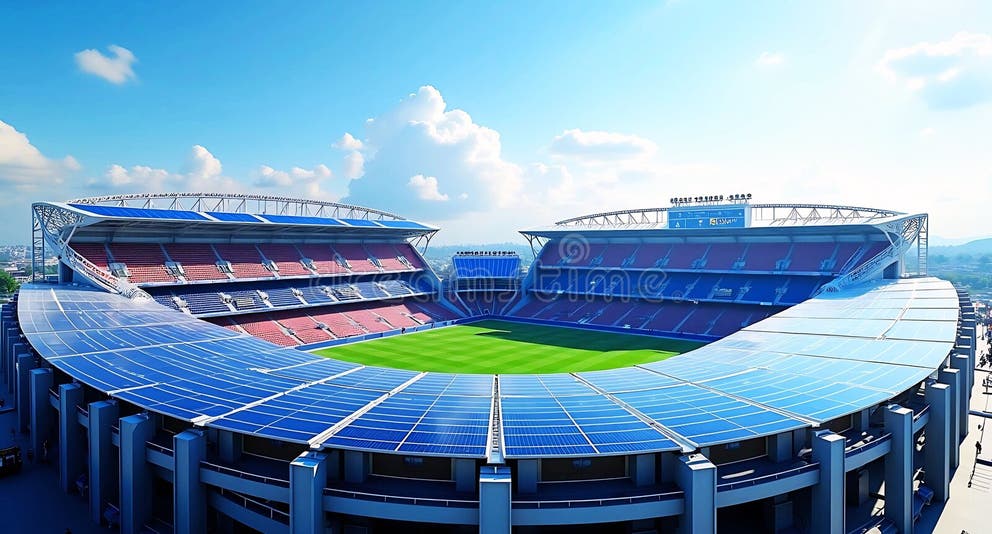 Solar Panels on a Stadium Roof AI GENERATED IMAGE Stock Illustration ...