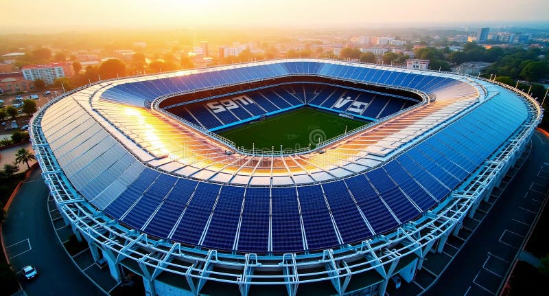 Solar Panels on a Stadium Roof AI GENERATED IMAGE Stock Illustration ...