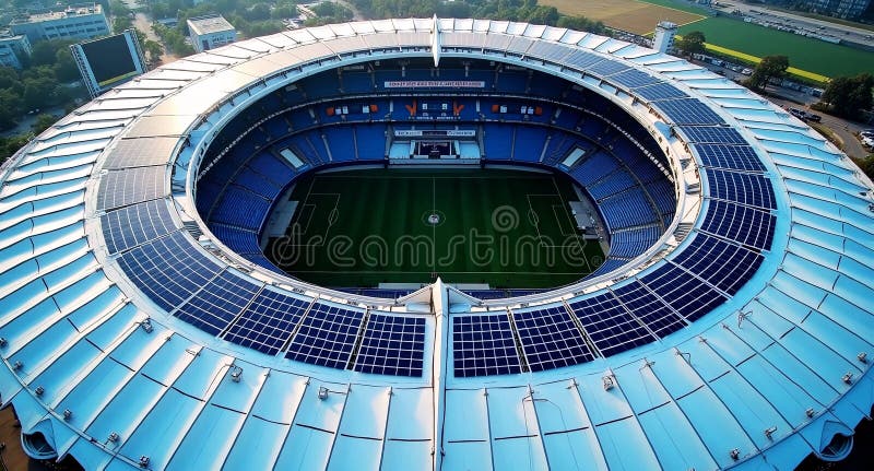Solar Panels on a Stadium Roof AI GENERATED IMAGE Stock Illustration ...