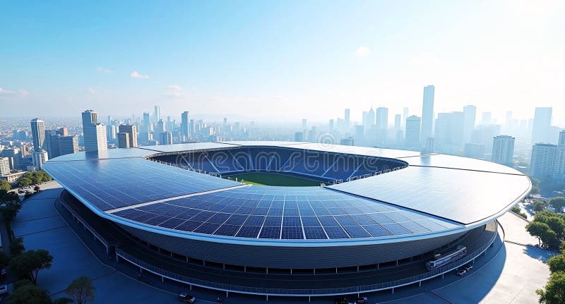 Solar Panels on a Stadium Roof AI GENERATED IMAGE Stock Illustration ...