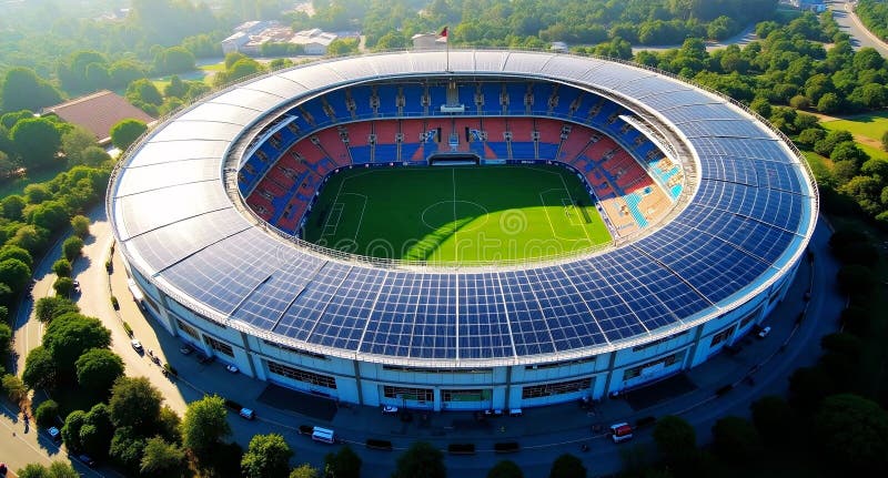Solar Panels on Stadium Roof AI GENERATED IMAGE Stock Illustration ...