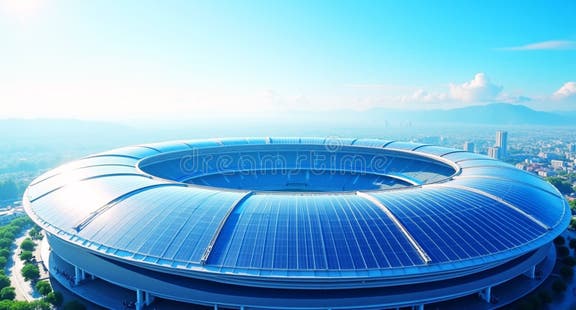 Solar Panels on Stadium Roof AI GENERATED IMAGE Stock Illustration ...