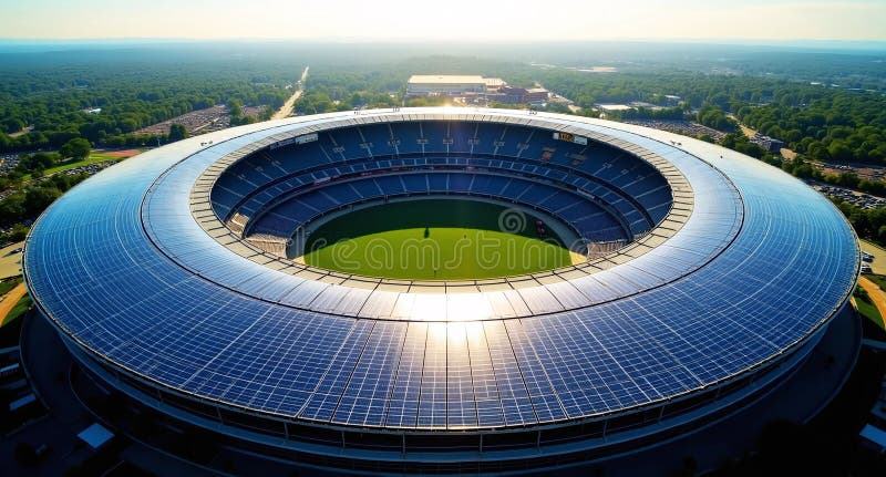 Solar Panels on a Stadium Roof Top View AI GENERATED IMAGE Stock ...
