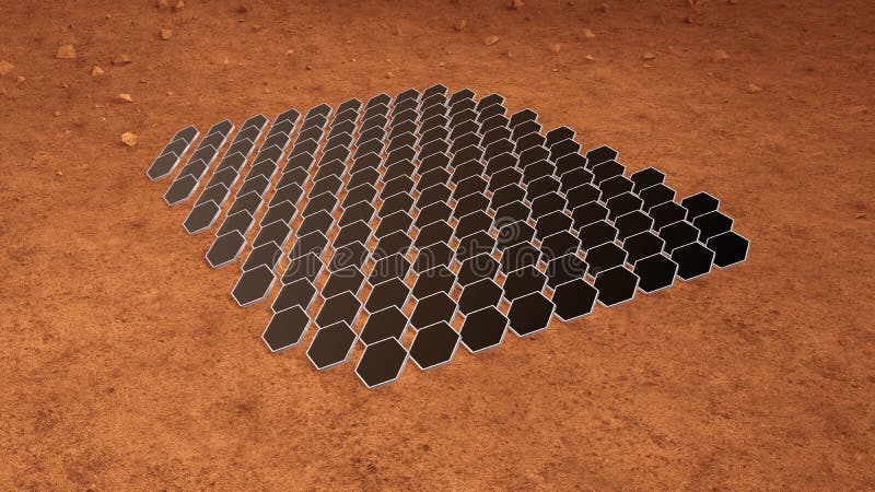 Solar Panels Station on Mars. 3d Rendering Stock Illustration ...