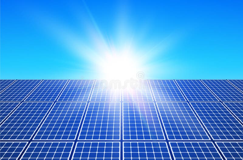 Solar panels and sun stock vector. Illustration of solar - 221050510
