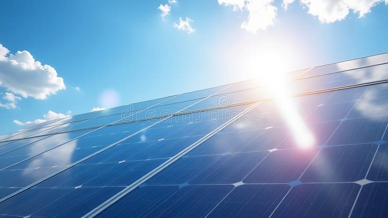 Solar panels with sun rays stock illustration. Illustration of light ...