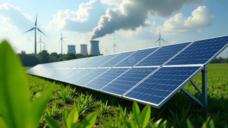 Solar panels with sun rays stock illustration. Illustration of ...