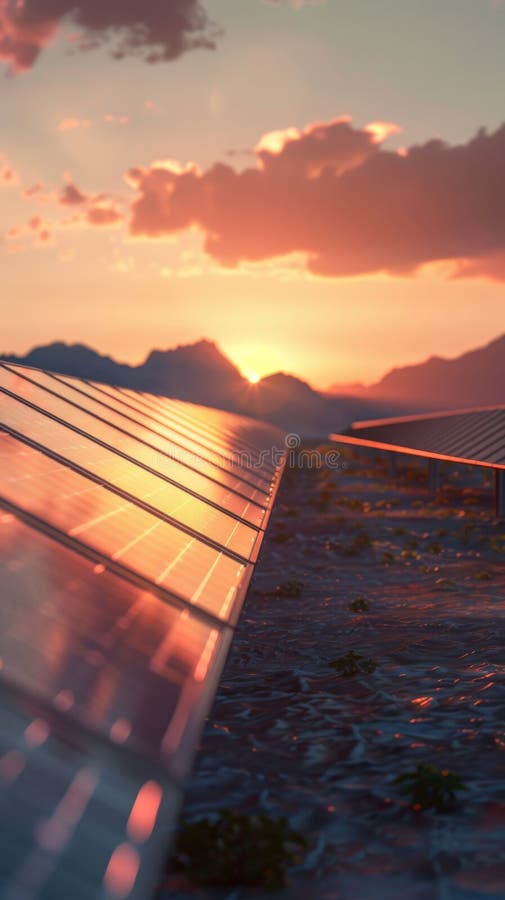 Solar Panels in Sunset, Sustainable Energy Concept Stock Photo - Image ...