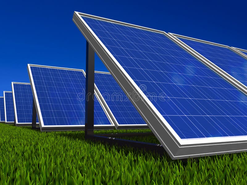 Solar Panels System. Green Energy from Sun. Stock Photo - Image of ...