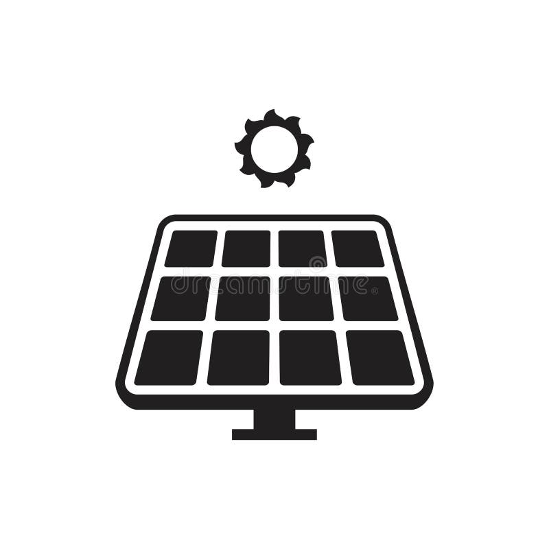 Solar Panels Technology, Black and White Icon Template Black Color ...