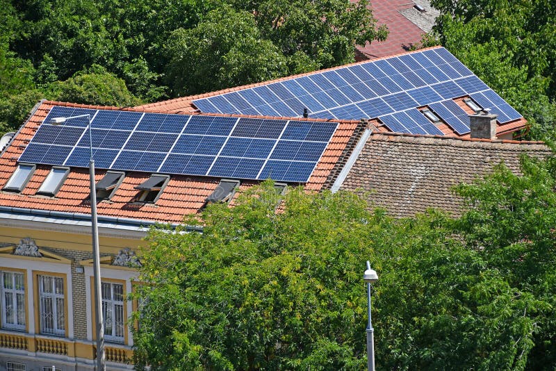 Solar Panels on the Top of a Building Stock Photo - Image of ...